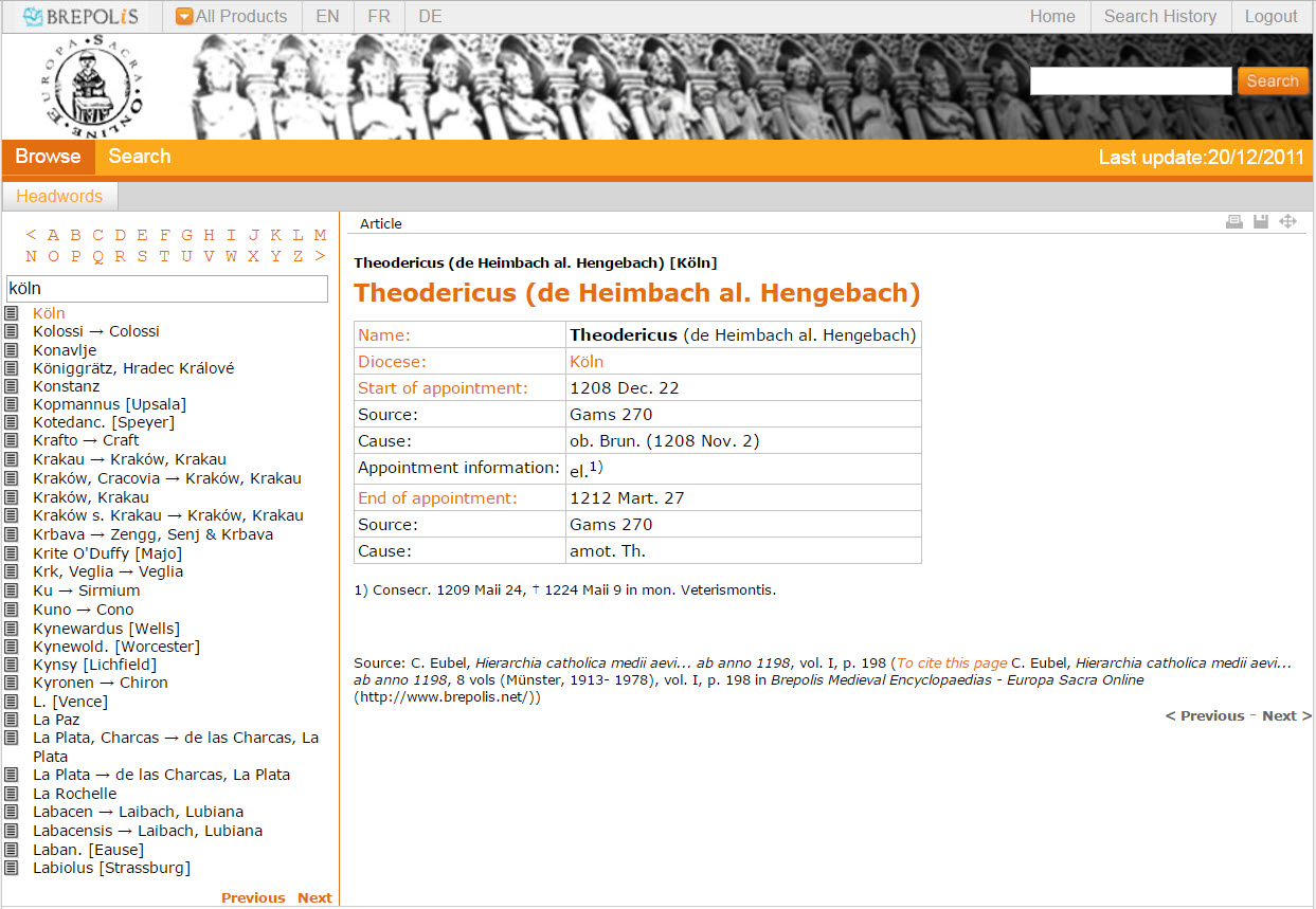 Europa Sacra (ES) | About Brepolis