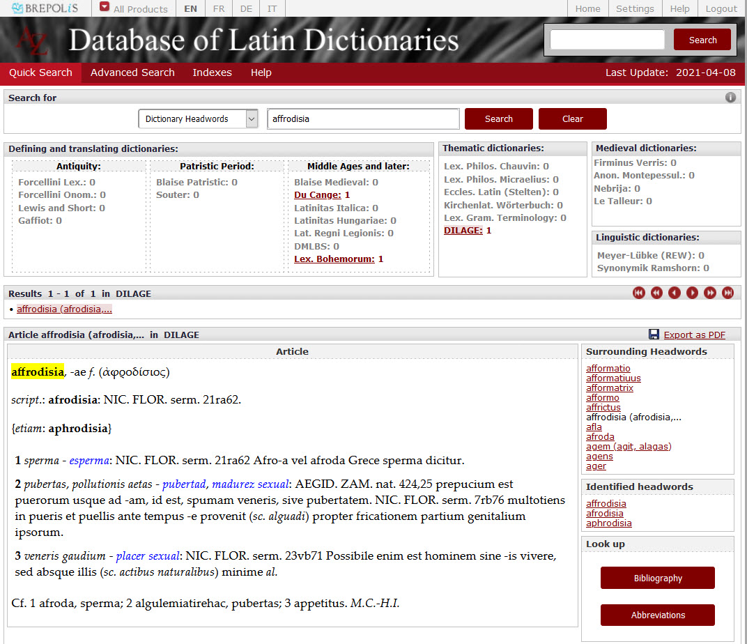 The Database of Latin Dictionaries has been updated! | About Brepolis