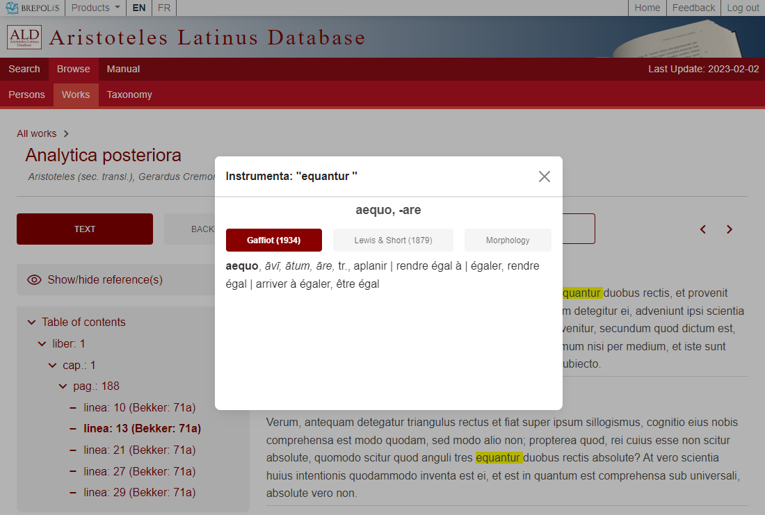 Aristoteles Latinus Database | About Brepolis
