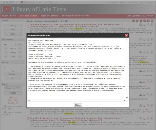 Library of Latin Texts: update | About Brepolis