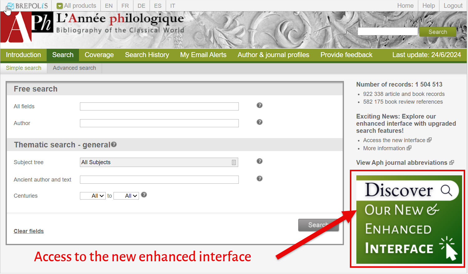 Update of L’Année Philologique (APh) | About Brepolis